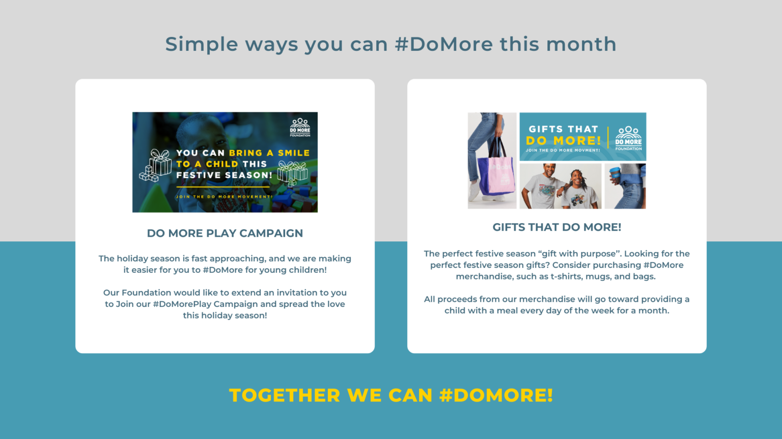 DO MORE FOUNDATION Newsletter – November 2021 - Do More Foundation